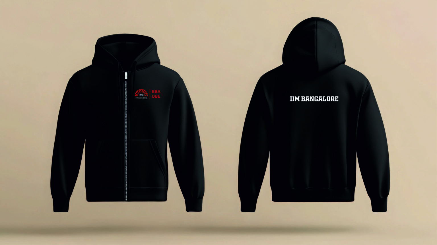 IIMB BBA-DBE Hoodie(With Zip) Black – Gifts4Corporate